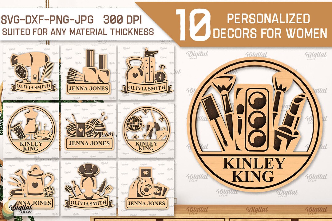 Personalized Signs for Women Bundle, Custom Name Sign Laser Cut, Woman ...