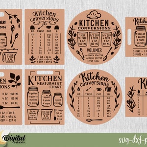 Kitchen Conversions SVG Bundle, Cutting Boards Laser Cut, Cooking ...