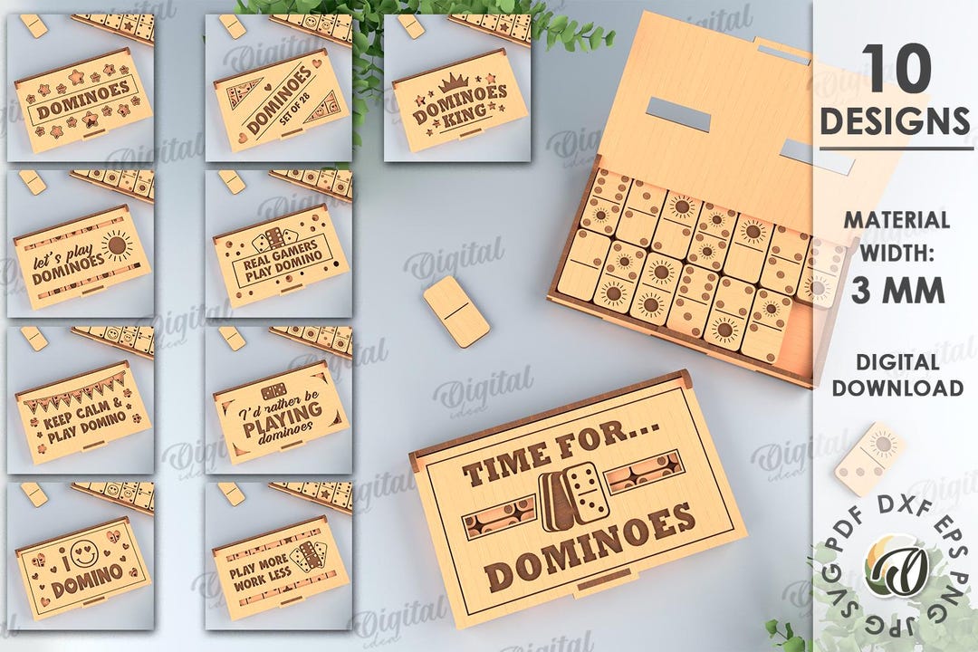 Dominoes Lasercut SVG Bundle, 3D Domino Box Set Laser Cut, Box and ...
