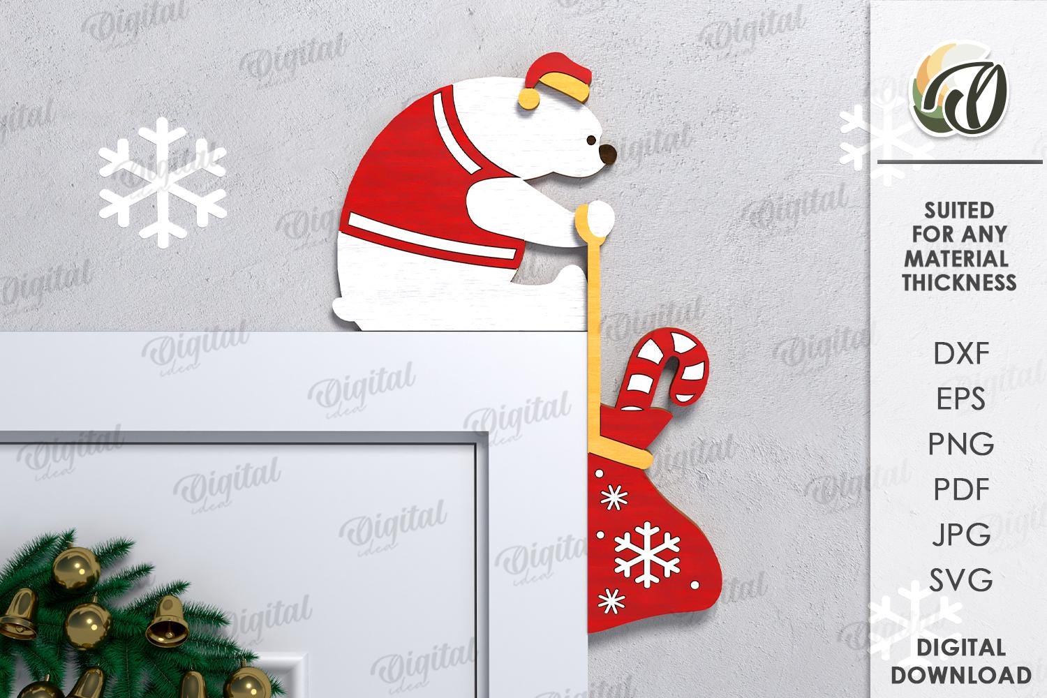 3D Christmas Door Corners Bundle, Xmas Trim Corner Laser Cut, Wooden ...