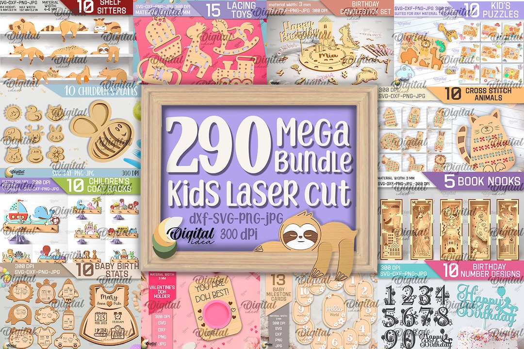 Kids Laser Cut Mega Bundle, 290 Children Lasercut Deisgns, 3D Laser Cut ...