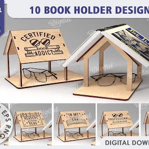 3D Book Holders Bundle, Book Rest Laser Cut, Reading Quotes Svg, Wooden ...