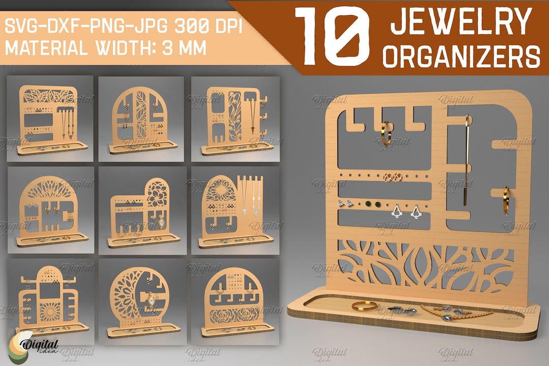 Jewelry Organizer Laser Cut Bundle, 3d Earring Stand Lasercut ...