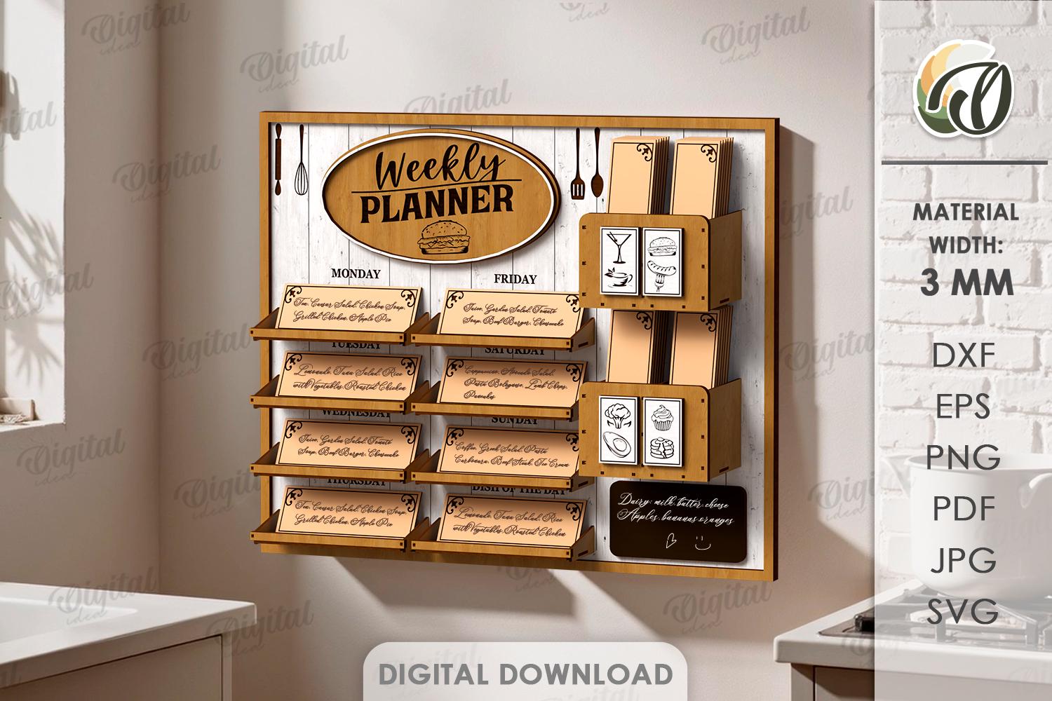 3D Weekly Menu Boards Bundle, Week Menu Planner Sign Laser Cut, Wooden ...