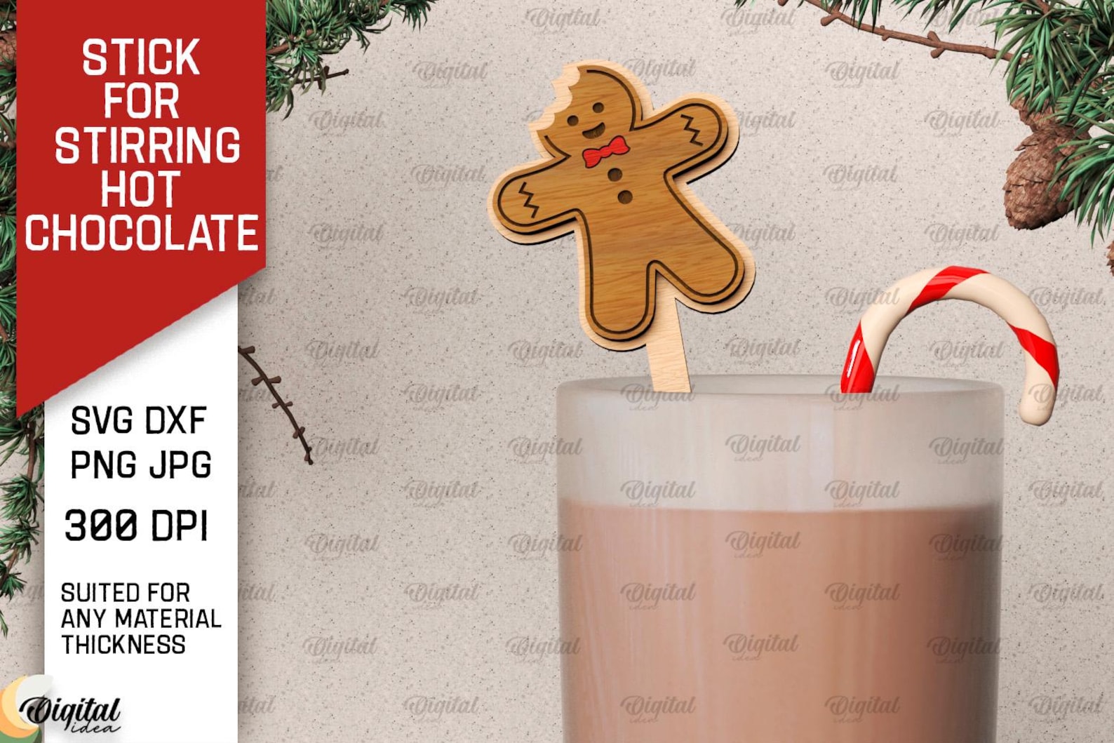 3D Christmas Stirring Sticks Bundle, Engraved Hot Drink Toppers Laser ...