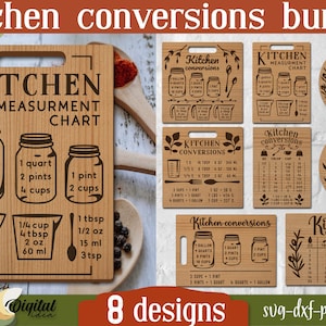 Kitchen Conversions SVG Bundle, Cutting Boards Laser Cut, Cooking ...