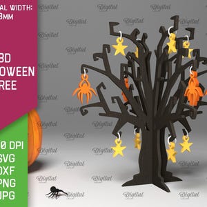 3D Halloween Trees Bundle, Halloween Stands With Ornaments Laser Cut ...