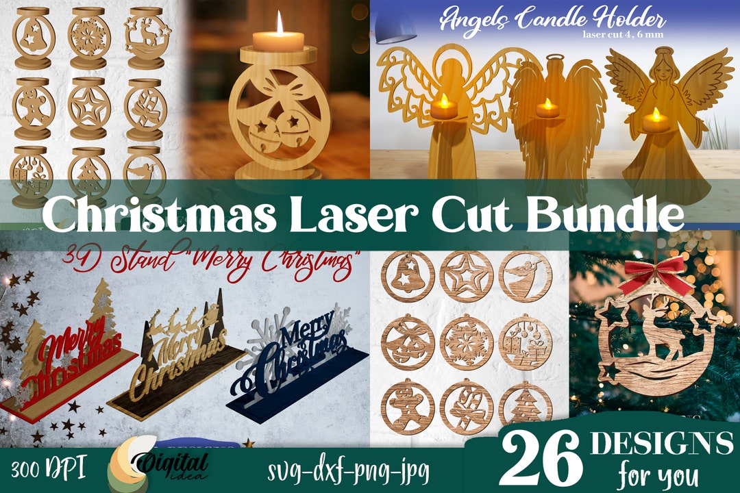 Christmas Laser Cut Bundle, Merry Christmas 3D Laser Cut Designs ...