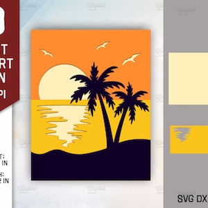 3D Sunset Wall Art Bundle, Wall Signs Lasercut, Wall Art Paper Cut ...