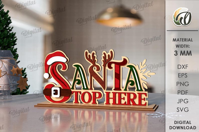3D Christmas Retro Word Stands Bundle, Layered Xmas Decor Laser Cut ...