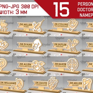 3D Doctor Desk Nameplates Bundle, Personalized Name Plate Laser Cut ...