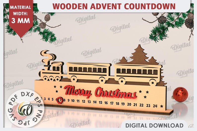 3D Christmas Advent Countdowns Bundle, Days Until Xmas Calendar Laser ...