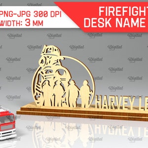 3D Firefighter Desk Name Plate Bundle, Personalized Name Plate Laser ...