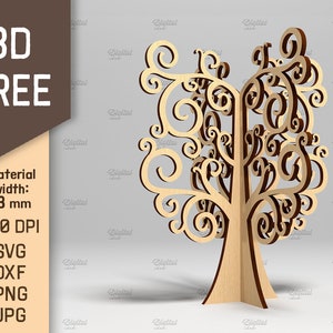 3D Trees Laser Cut Bundle, Freestanding Trees, Tree With Hearts Svg ...