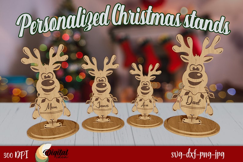 Personalized Christmas Stands Laser Cut, Christmas Family Decor 3D ...