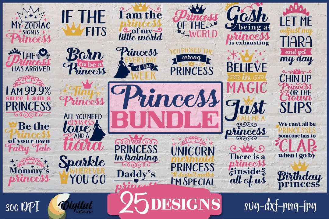 Princess Quote SVG Cut File Bundle, Girl T Shirt Designs Svg, Princess ...