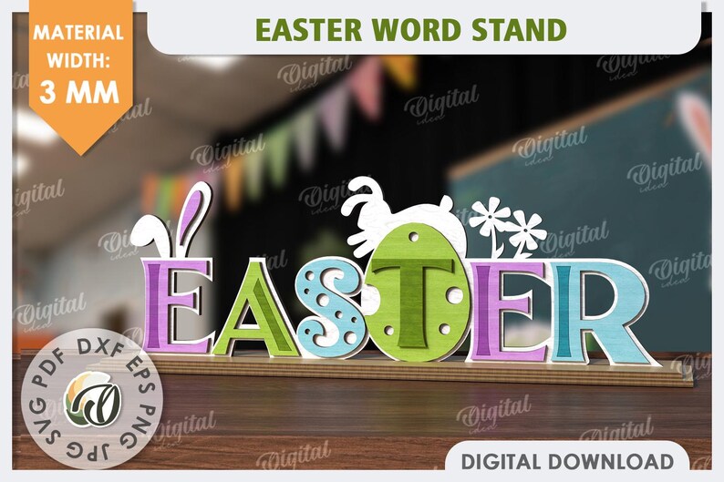 3D Easter Word Stands Bundle, Layered Easter Decoration Laser Cut ...