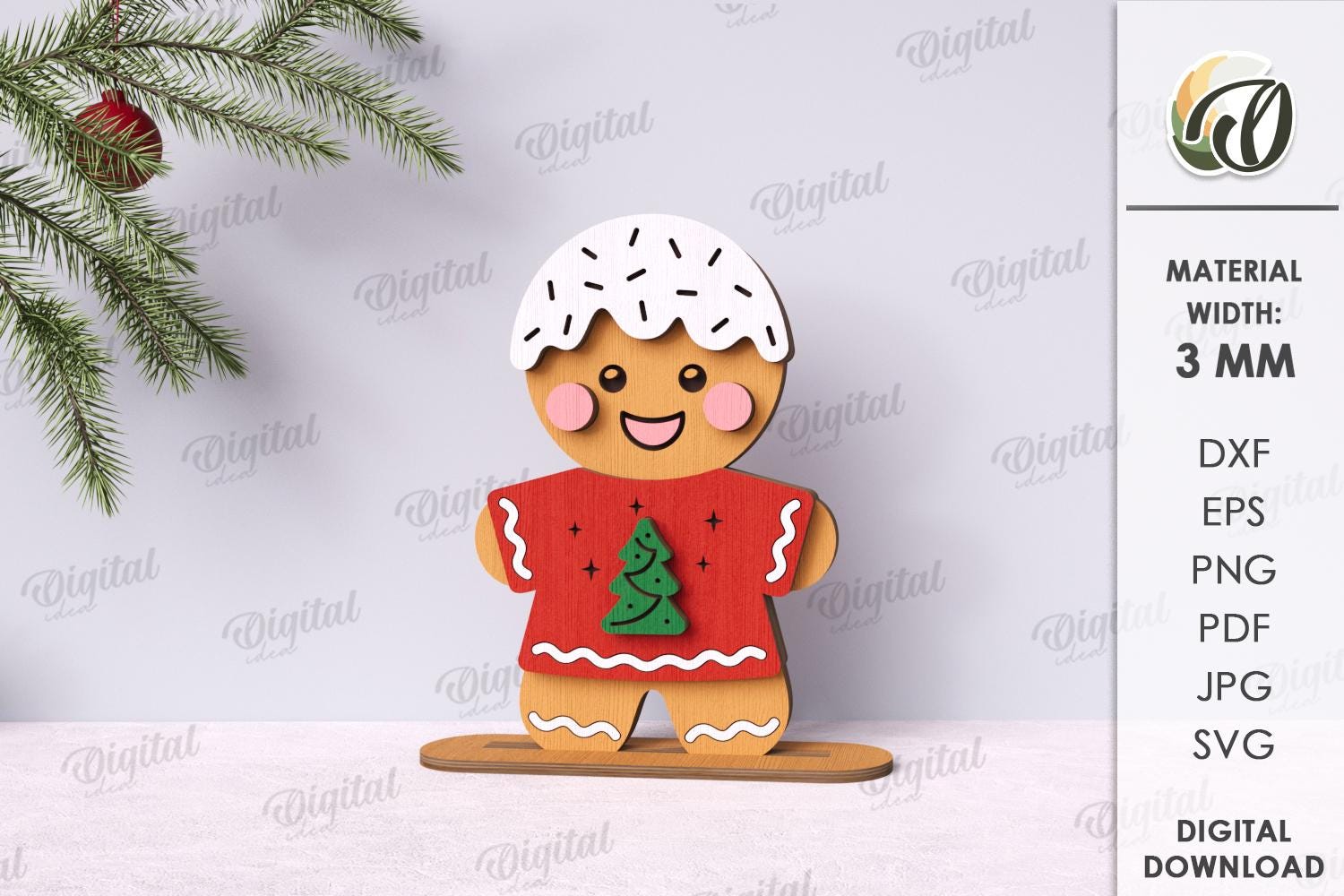 3D Gingerbread Stands Bundle, Xmas Gingerbread Standing Decor Laser Cut ...
