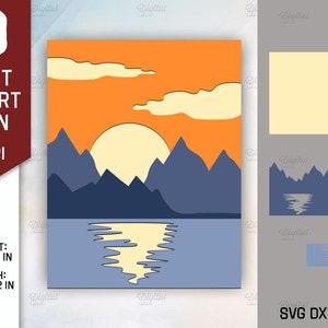 3D Sunset Wall Art Bundle, Wall Signs Lasercut, Wall Art Paper Cut ...