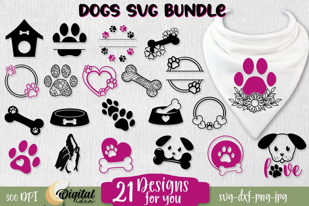 Dogs Svg Bundle, Paw SVG Bundle, Cute Dog Decor SVG, Gift for a Dog ...