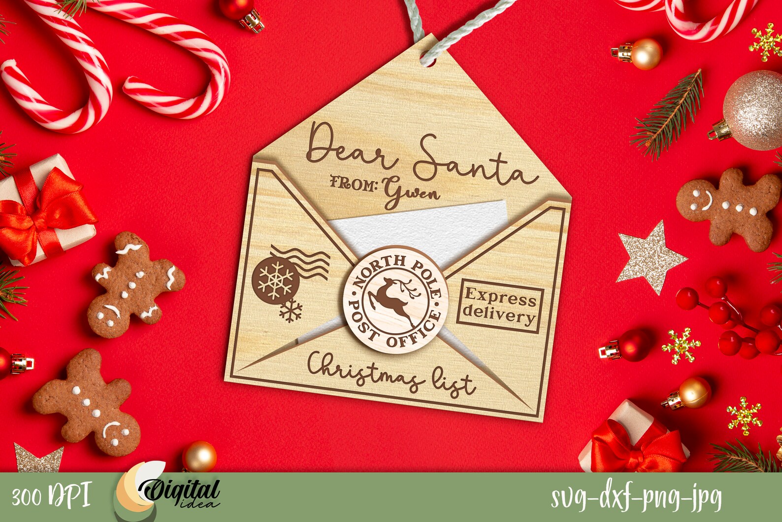 Letter to Santa Envelope SVG Bundle, Lasercut Dear Santa Decor, Santa ...