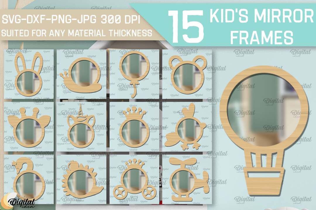 Kid's Mirror Frames Bundle, Children's Frames Laser Cut, Photo Frame ...
