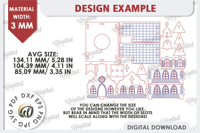 3D Weihnachtsdorf Designs Bundle, Weihnachtsszene steht Laser ...