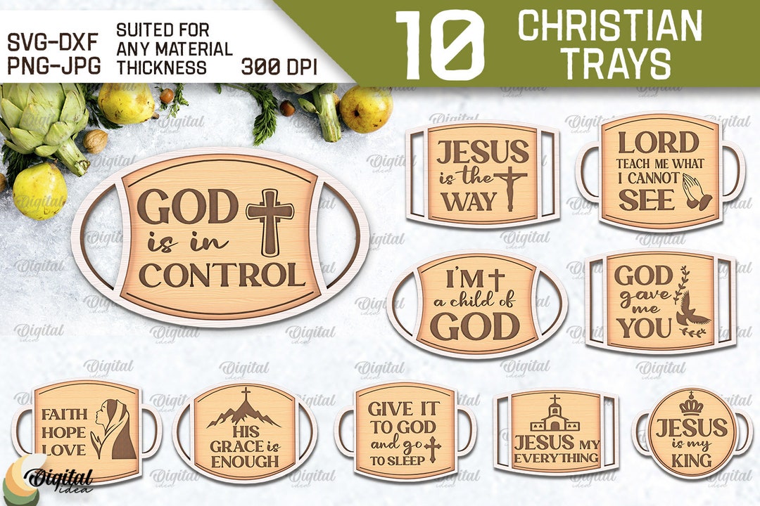 Christian Quotes Tray Bundle, 3D Religious Laser Cut, Treat Board ...