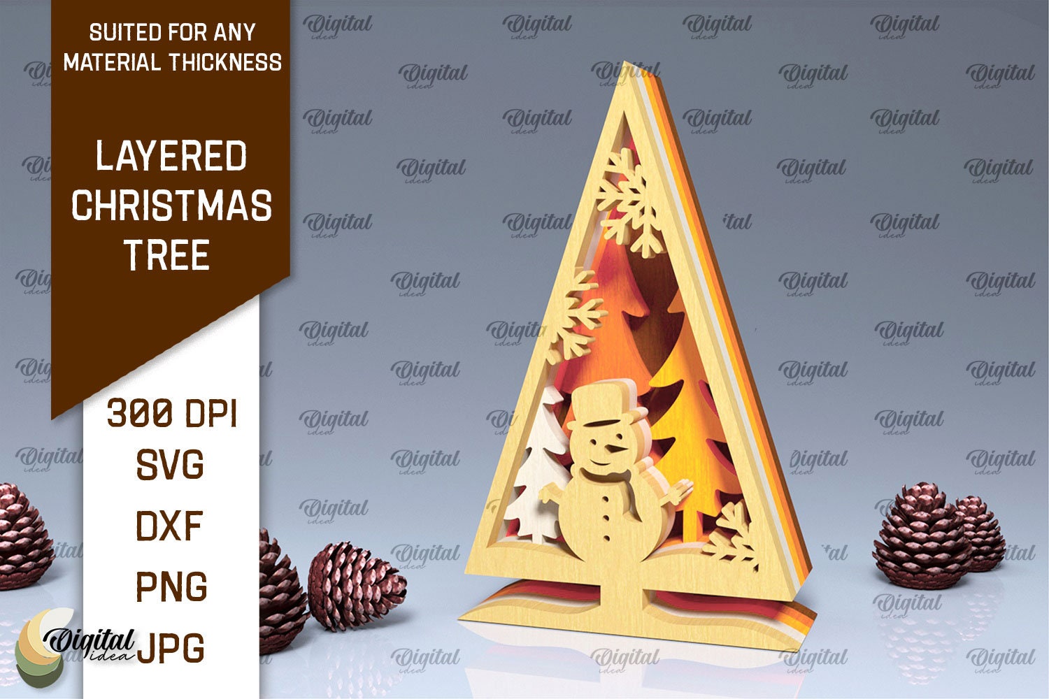 3D Layered Christmas Trees Bundle, Christmas Pine Tree Laser Cut ...