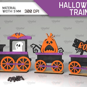 3D Halloween Trains Bundle, Wooden Halloween Train Laser Cut, Spooky ...