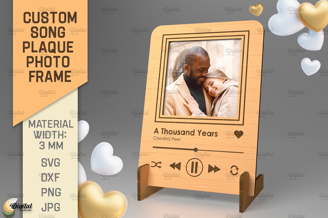 3D Personalized Song Plaque Photo Frame, Custom Spotify Playlist, Music Picture Frame With Stand ...