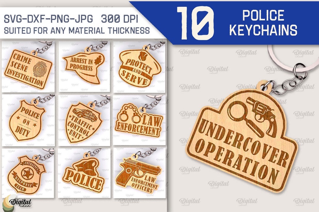 Police Keychain Bundle, Police Laser Cut, Engraved Police Badge ...