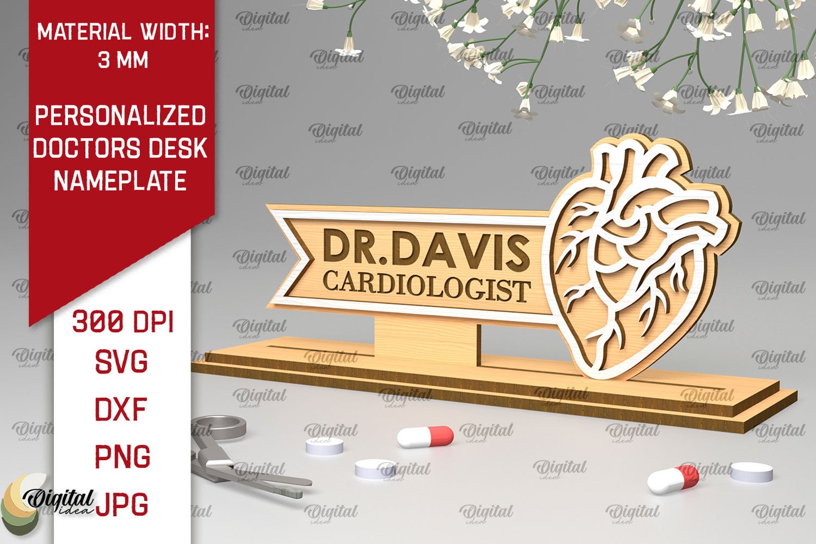 3D Doctor Desk Nameplates Bundle, Personalized Name Plate Laser Cut ...