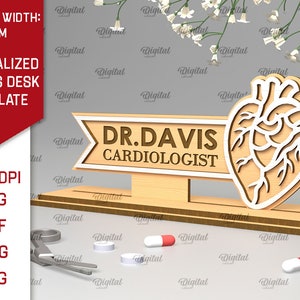 3D Doctor Desk Nameplates Bundle, Personalized Name Plate Laser Cut ...