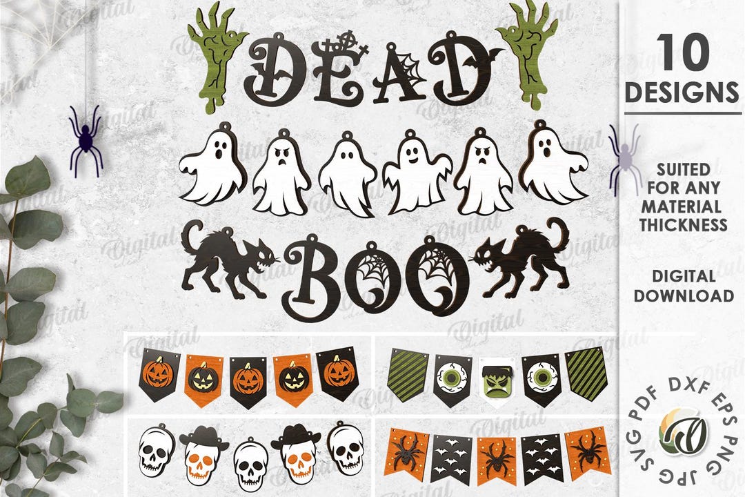 3D Halloween Garlands Bundle, Layered Banner Laser Cut, Halloween ...