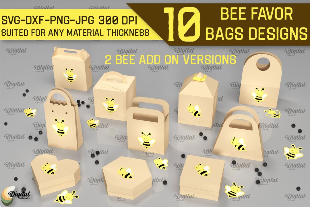 Bee Paper Bags and Boxes Bundle, 3D Paper Cut SVG, Cute Bee Svg, Candy ...