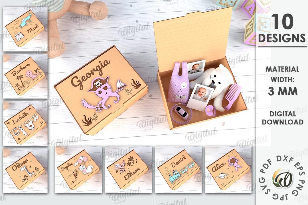 Personalized Wooden Reminder Box Bundle, 3D Box Laser Cut, Box Template ...