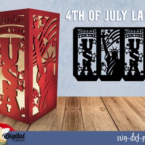 4th of July Papercut Lantern Bundle, Independence Day Lantern Template ...
