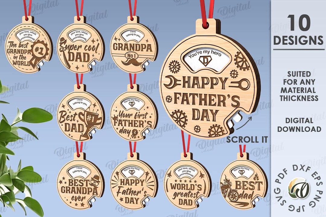 3D Father's Day Scroll Ornament Bundle, Fathers Day Scrolling Card ...
