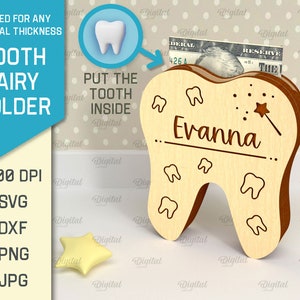 Tooth Fairy Holders Bundle, 3D Personalized Tooth Holder Laser Cut ...