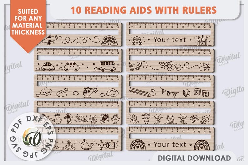 Line Readers Bundle, Reading Aid With Ruler for Dyslexia and ADHD Laser ...