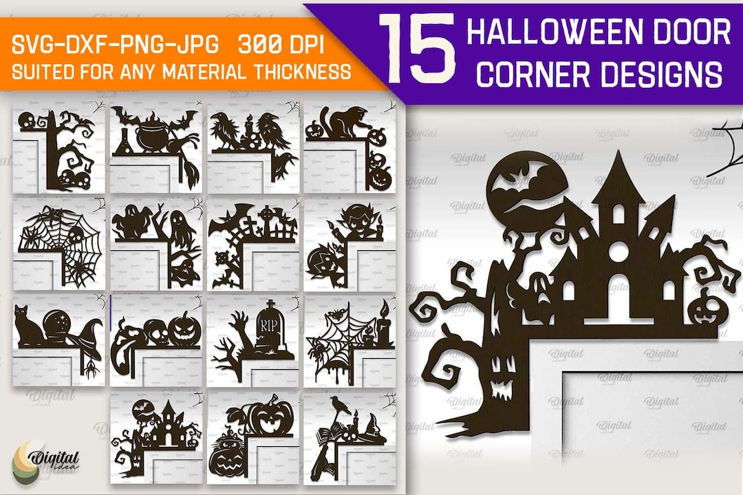 Halloween Door Corners Bundle, Spooky Trim Corner Laser Cut, Scary Door ...