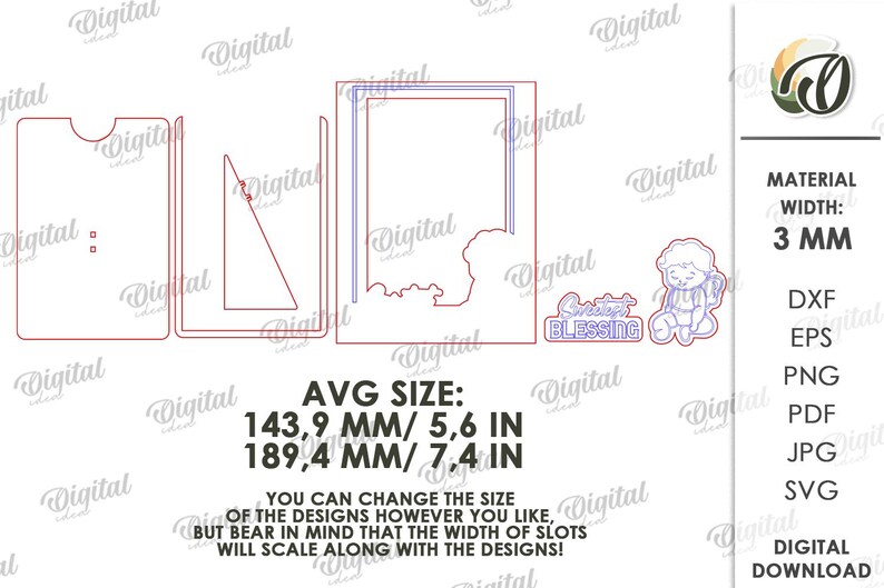 3D Christening Photo Frames Bundle, Picture Frame Laser Cut, Baby First ...