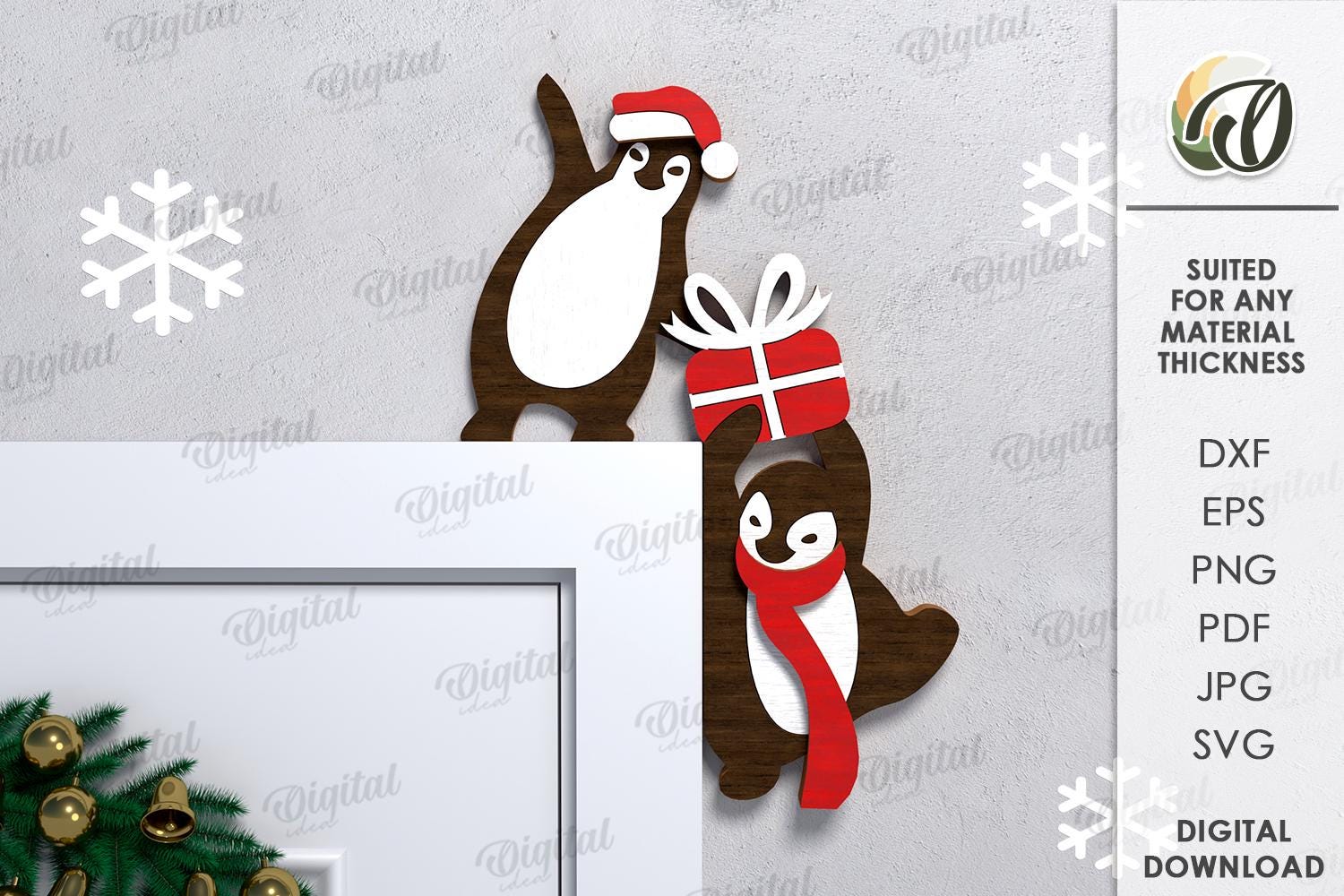 3D Christmas Door Corners Bundle, Xmas Trim Corner Laser Cut, Wooden ...
