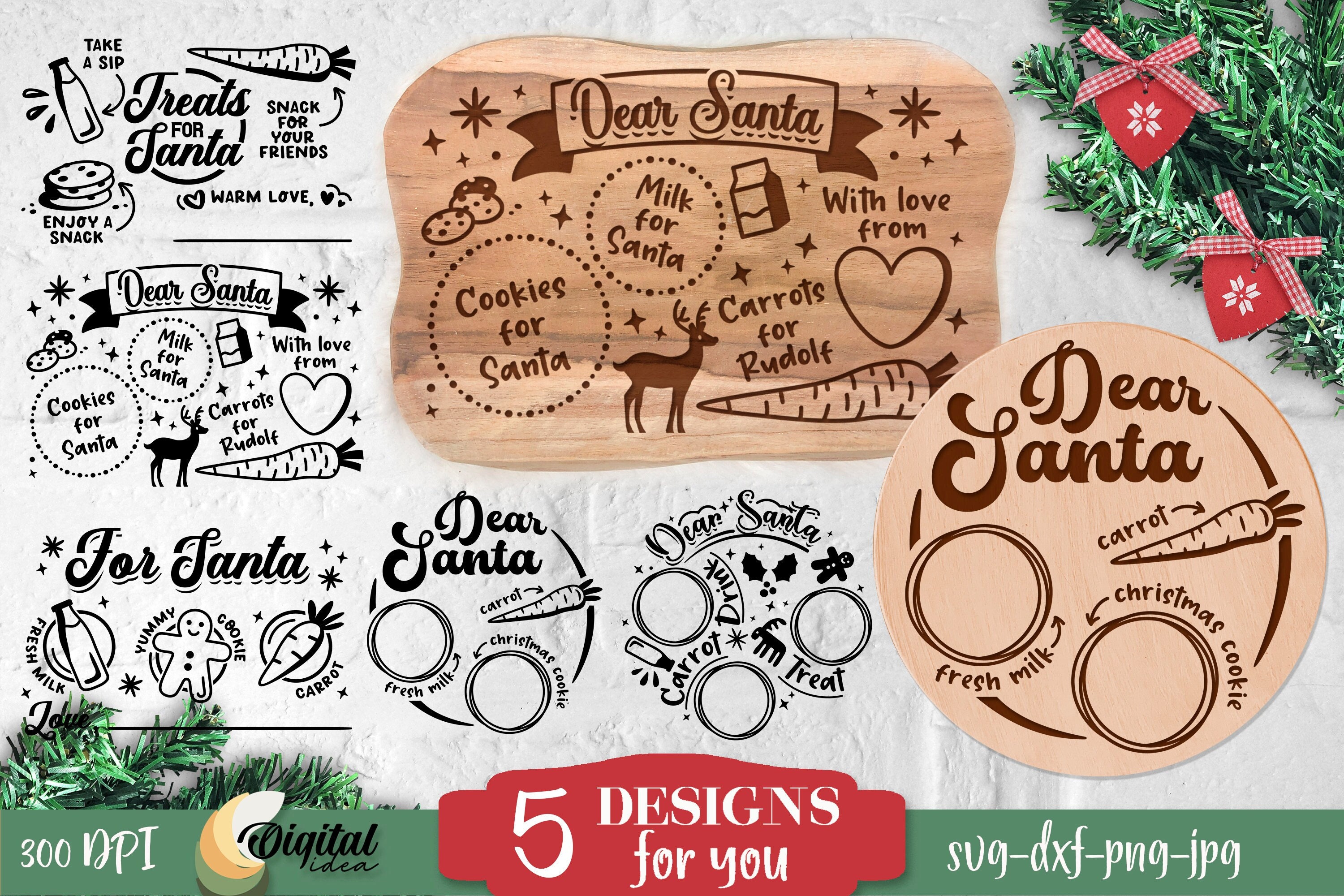 Santa Cookie Plate Svg Santa Tray Svg Bundle Christmas Svg - Etsy