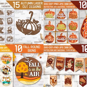 Fall Laser Cut Mega Bundle, 227 Home Decor Lasercut Designs, 3D Laser ...