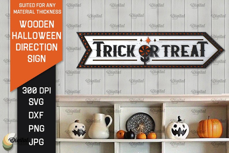 3D Halloween Directional Signs Bundle, Vintage Layered Sign Laser Cut ...