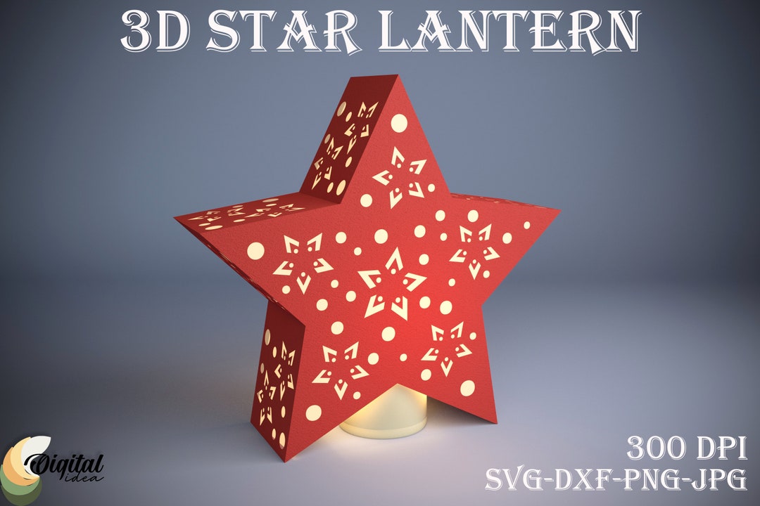 3D Star Shaped Lamp SVG, 3D Paper Cut, Nightlamp, Boho, Home Decor ...