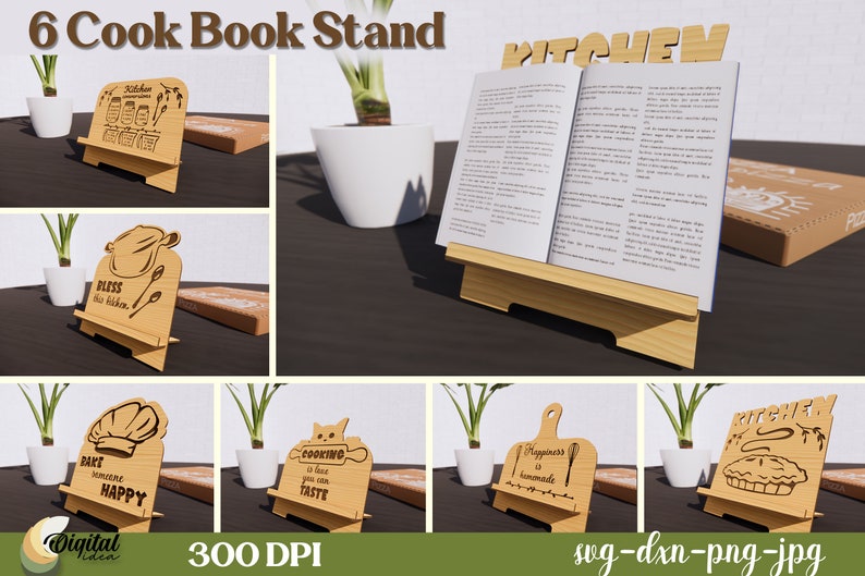 Cook Book Lasercut Stands Bundle, Kitchen Bundle, 3D Cookbook Stand ...