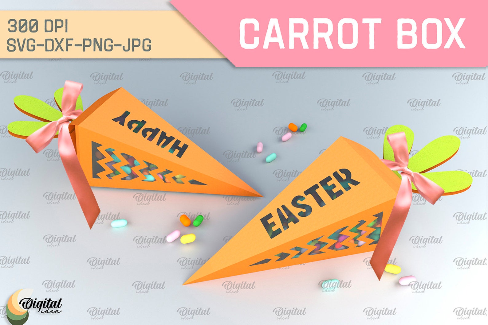 Easter Carrot Boxes Papercut Bundle, Bunny Box Template, 3D Paper Cut ...